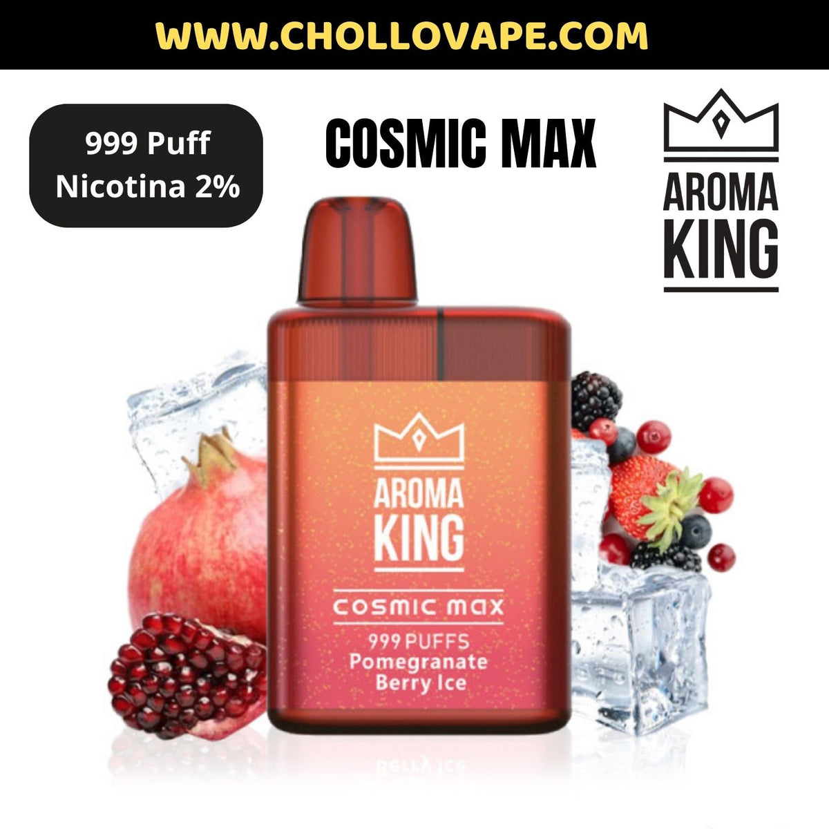 Pod Desechable Aroma King Cosmic Max 999 Puff Pomegranate Berry (con n ...
